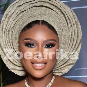 Autogele, Ready to Wear Gele, Pretie Gele, Ofi, Headgear, Gold Gele ...