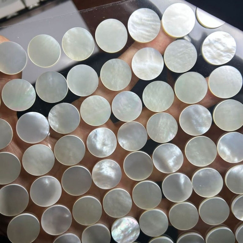 Natural Mother of Pearl Shell Flat Round Coin Gemstone, Mother of Pearl ...