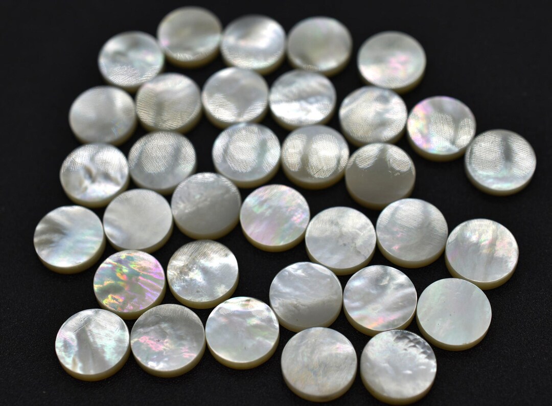 Natural Mother of Pearl Round Coin Gemstone Flat Disc Cabochon Loose ...