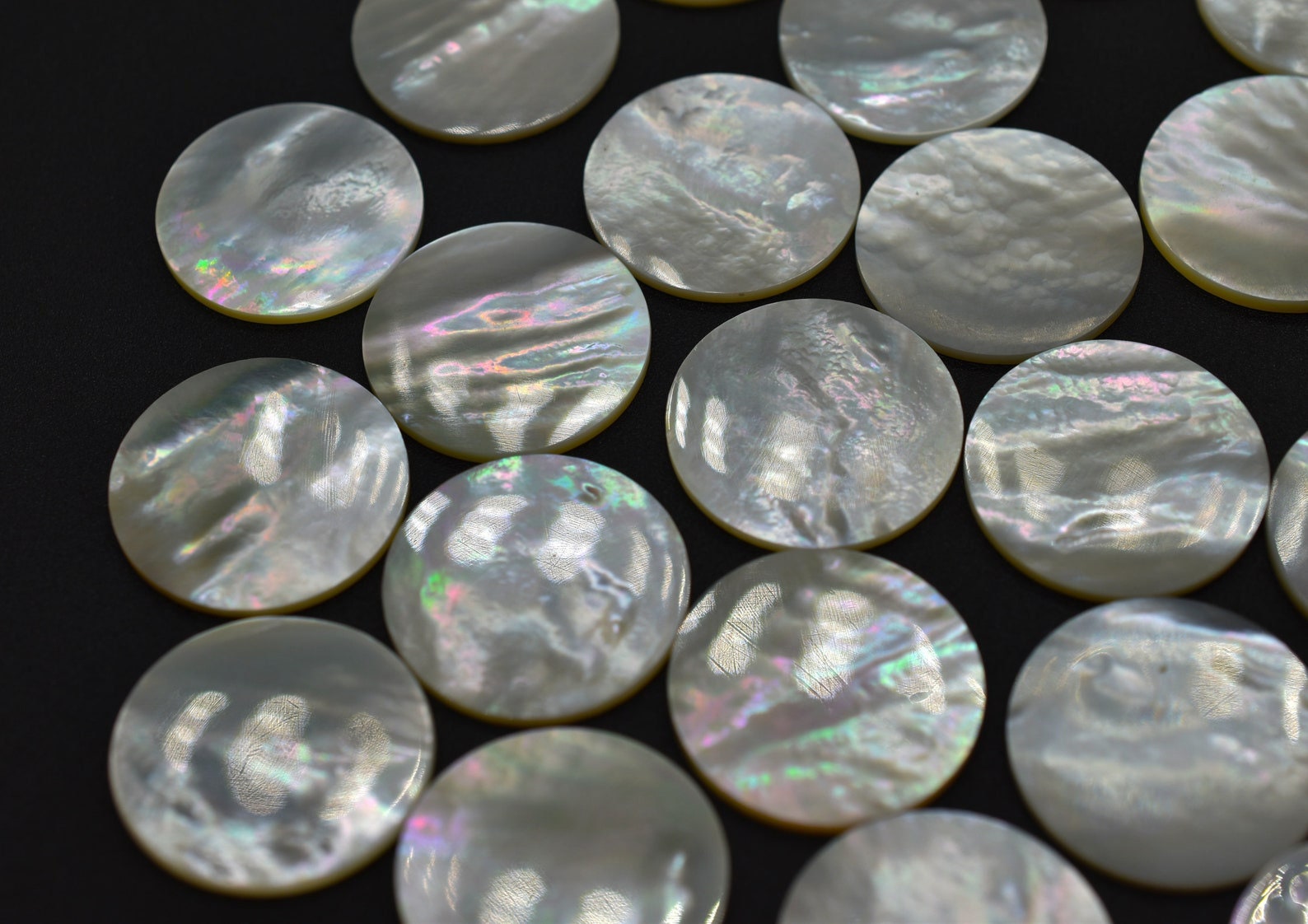 Natural Mother of Pearl Shell Flat Round Coin Gemstone, Mother of Pearl ...