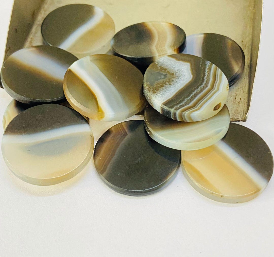 Natural Black Banded Agate Flat Round Coin Gemstone, AAA Quality Stones ...