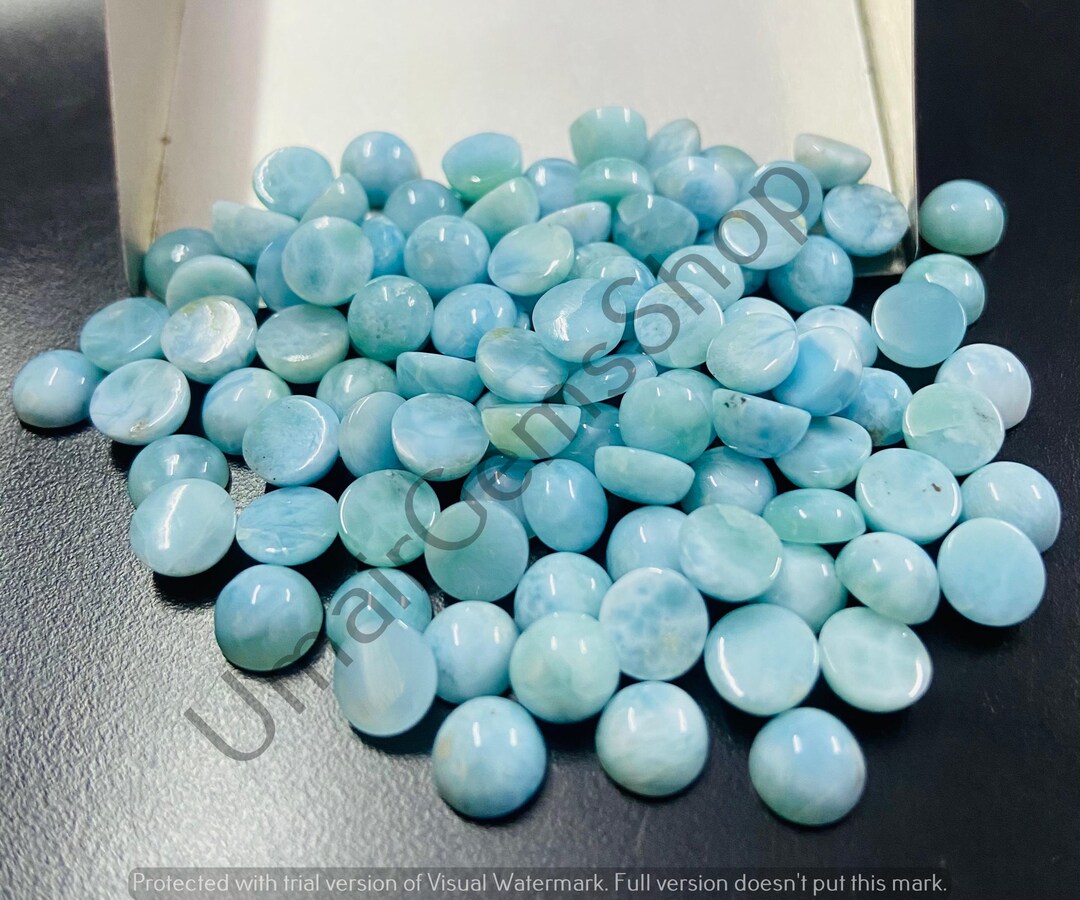 Natural Larimar AAA Quality Round Cabochon, 3mm-15mm Loose Gemstone for ...
