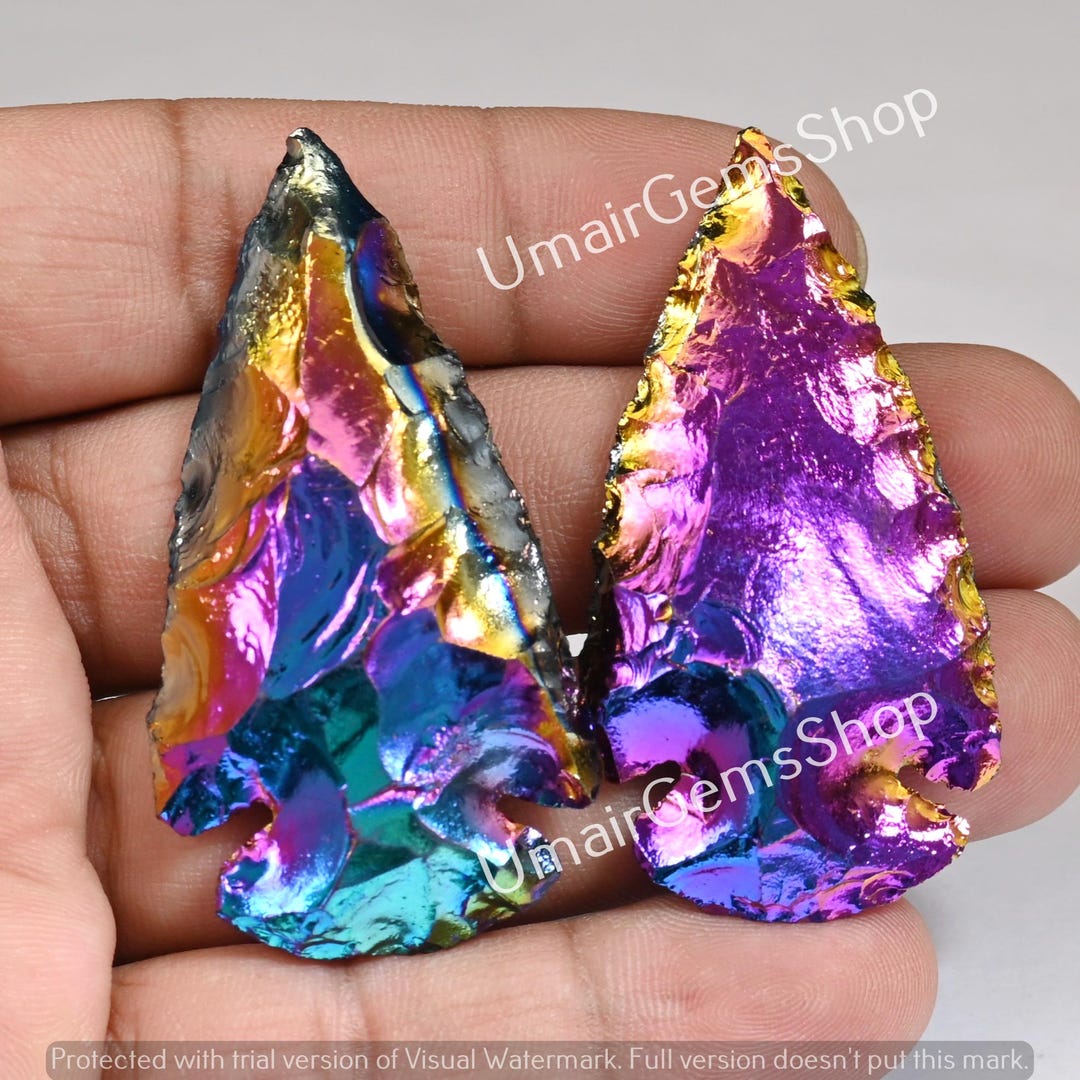 Aura Obsidian Coated Arrowhead, Large Titanium Healing Crystal Stone ...
