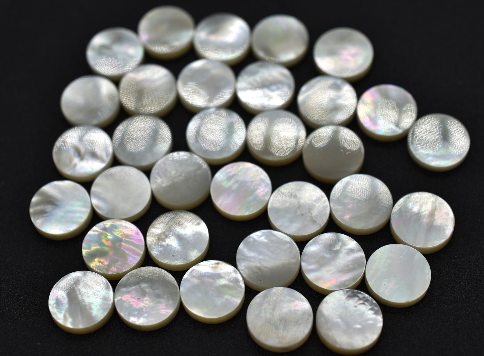 Natural Mother of Pearl Shell Flat Round Coin Gemstone, Mother of Pearl ...