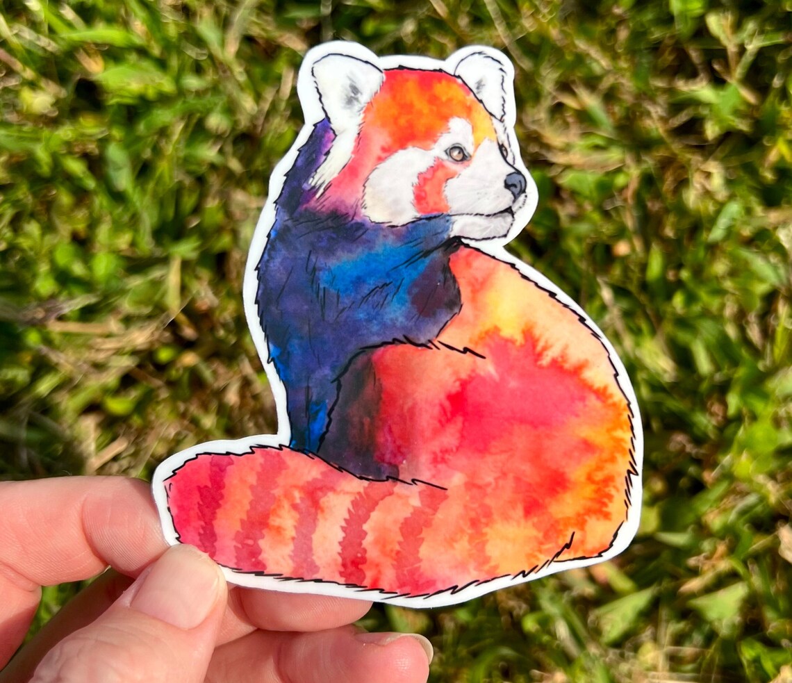 Red Panda Sticker, Rainbow Red Panda Sticker, Red Panda Sticker ...