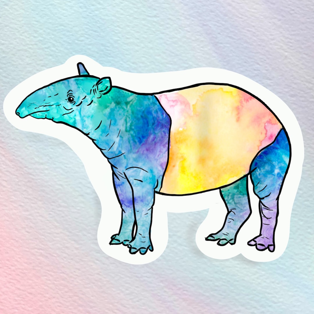 Rainbow Tapir Sticker, Waterproof Sticker, Sticker, Animal Sticker ...