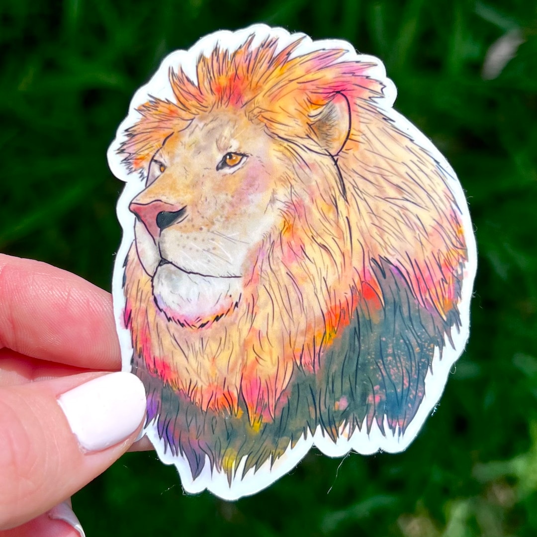 Rainbow Edge Lion Sticker, Zookeeper Sticker, Waterproof Sticker ...