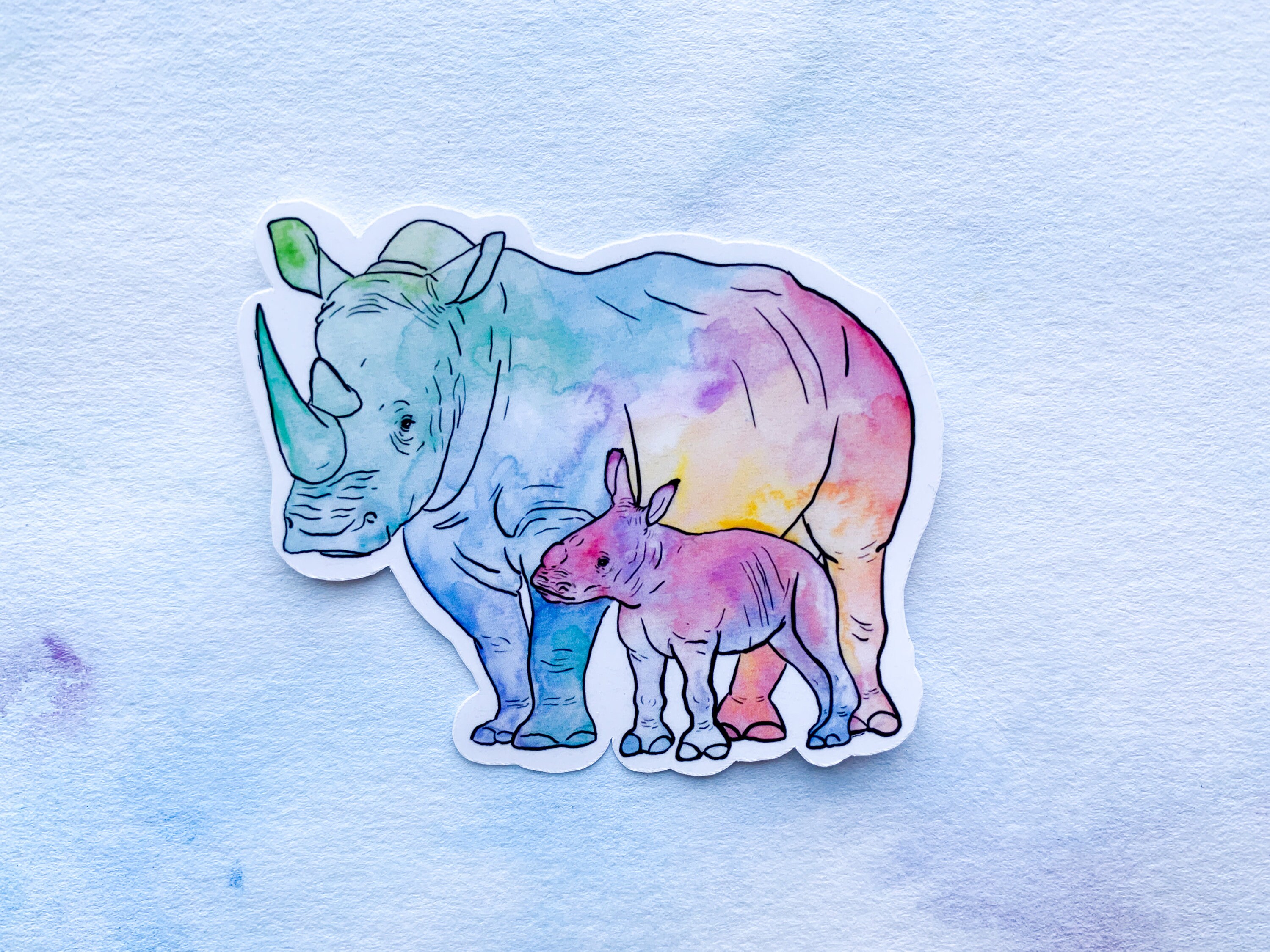 Rhino Baby With Mom, Rhino Sticker, Zookeeper Sticker, Waterproof ...