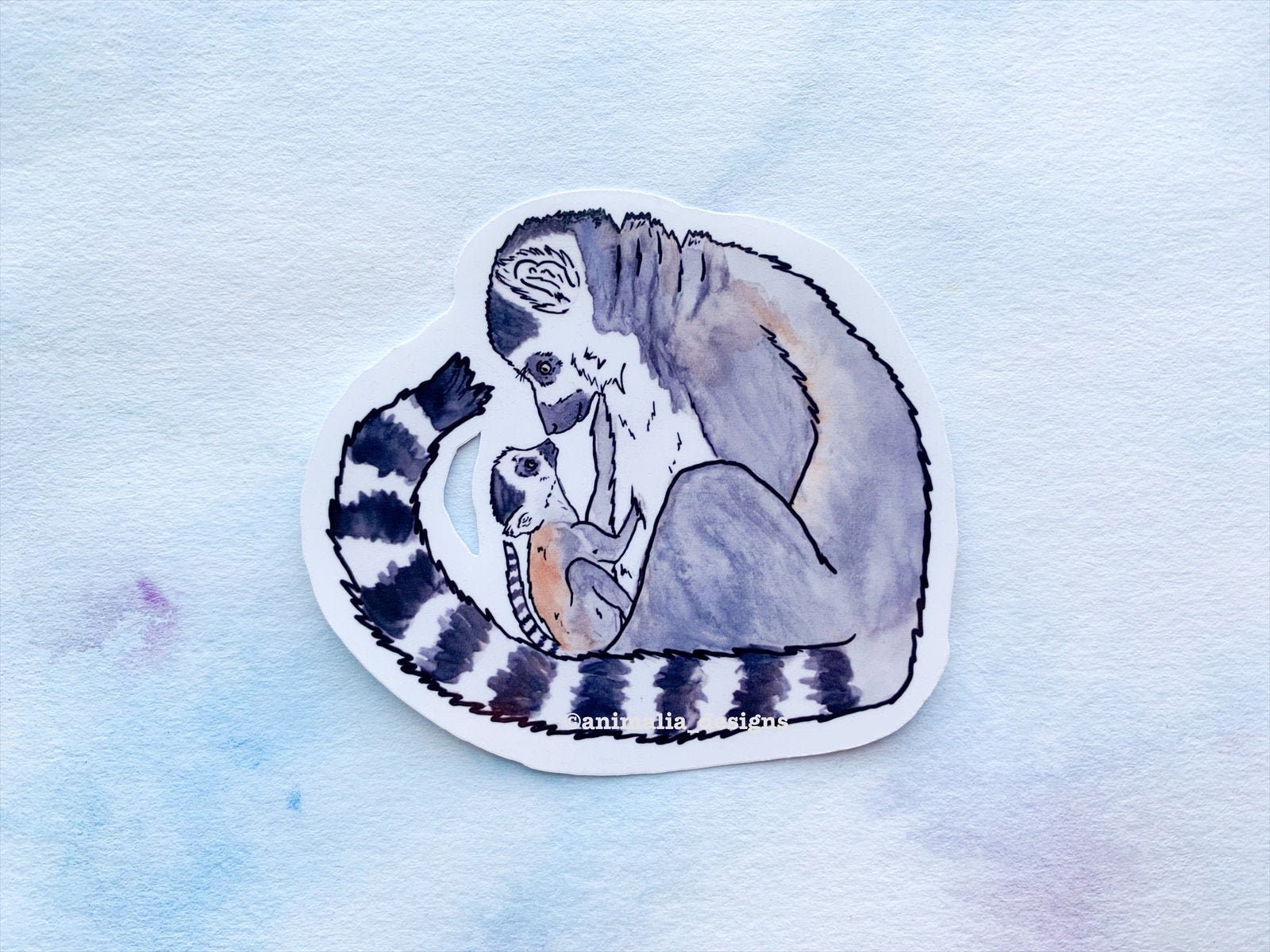 Lemur with baby sticker ringtail lemur sticker Zookeeper | Etsy