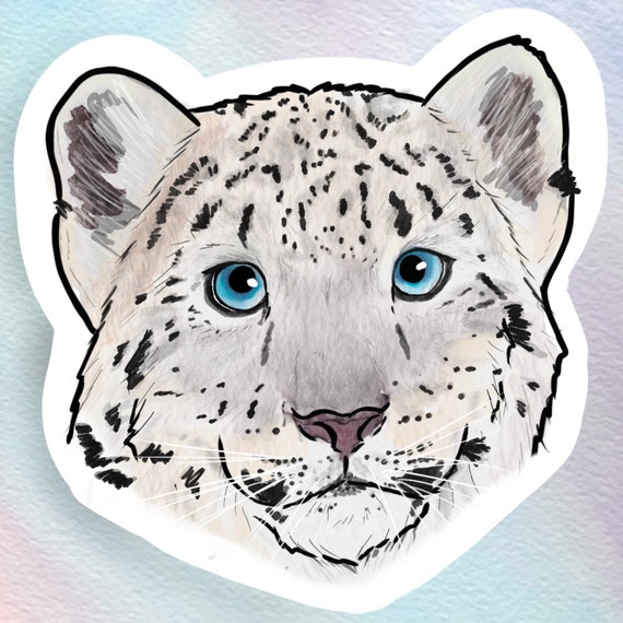 Baby Snow Leopard Sticker Waterproof Sticker Vinyl Sticker | Etsy