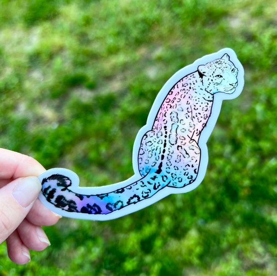 Holographic Snow Leopard Sticker Snow Leopard Stickersnow - Etsy