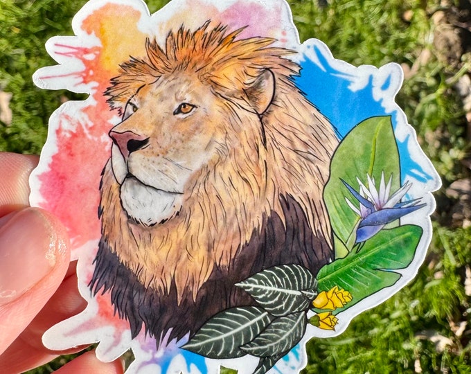 Lion Sticker / Regal Lion Portrait / Die-cut Vinyl Indoor Outdoor ...