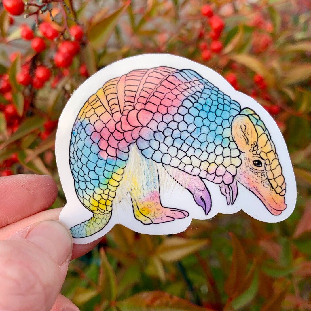 Rainbow Armadillo Sticker, Three Banded Armadillo Sticker, Armadillo ...