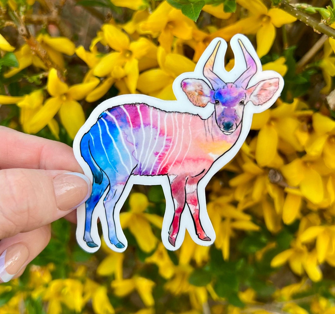 Rainbow Bongo Antelope Sticker, Zookeeper Sticker, Waterproof Sticker ...