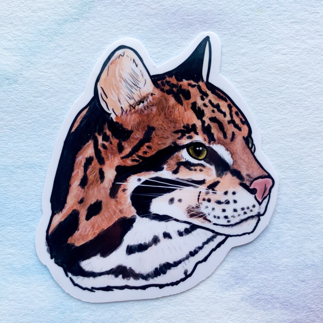 Ocelot Sticker, Cat Sticker, Waterproof Sticker, Vinyl Sticker, Big Cat ...