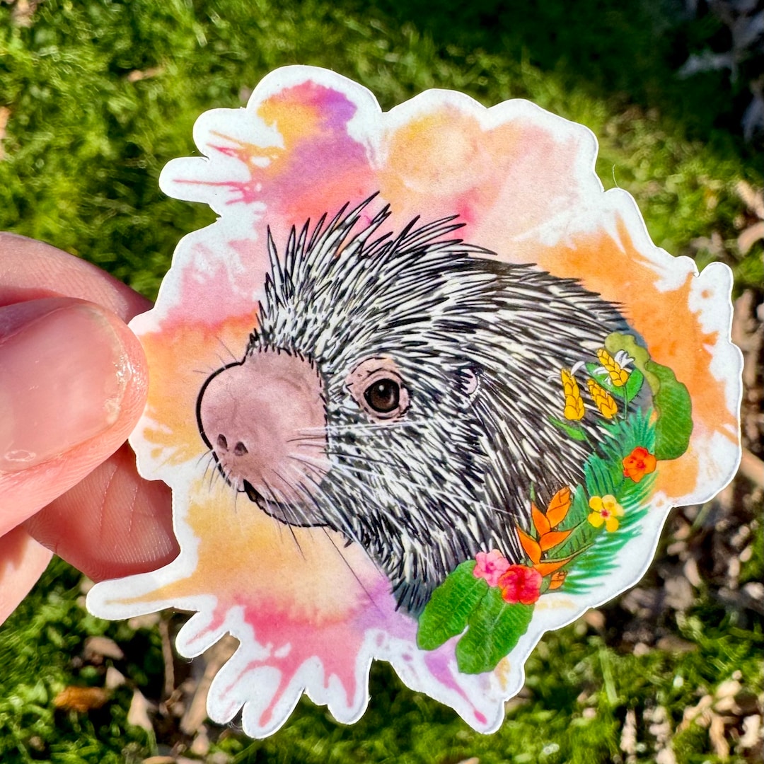 Prehensile Tailed Porcupine Floral Sticker, Prehensile Tailed Porcupine ...