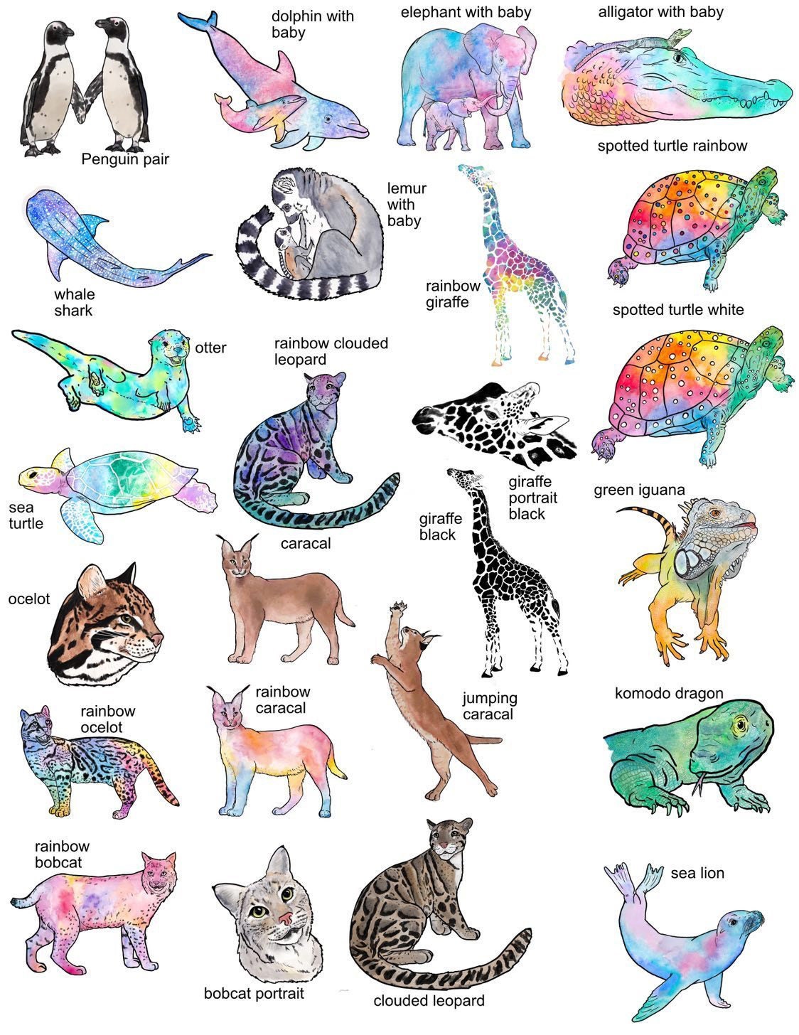 Animal Magnet Rainbow Magnet Wildlife Magnet Animal - Etsy