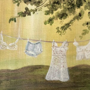 Sunday French Linen Laundry Clothesline Painting Wall Art Vintage ...