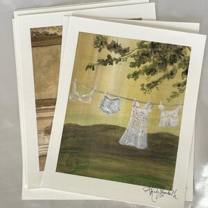 Sunday French Linen Laundry Clothesline Painting Wall Art Vintage ...