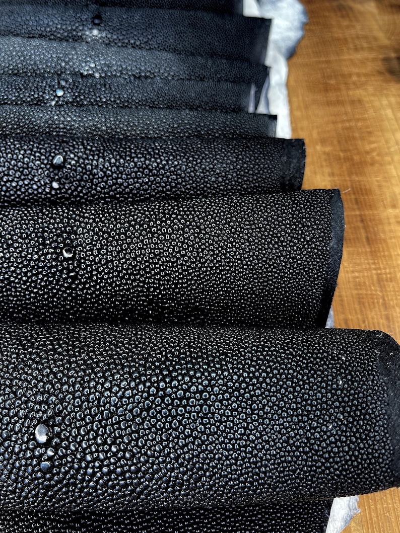 Big Black Unpolished Stingray Skin, Polished Black Stingray Leather ...