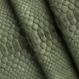 Genuine Olive Python Skin, Green Glossy Snake Skin, Red Matte Snake ...