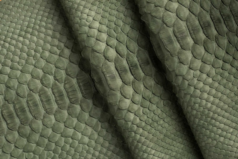 Genuine Olive Python Skin, Green Glossy Snake Skin, Red Matte Snake ...