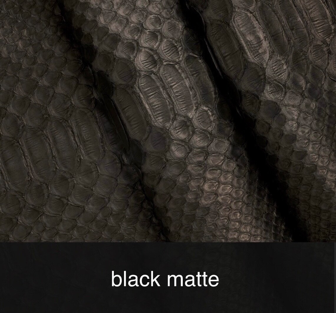Genuine Python Skin Black Matte, Cognac Glossy Snake Skin, Black Glossy ...