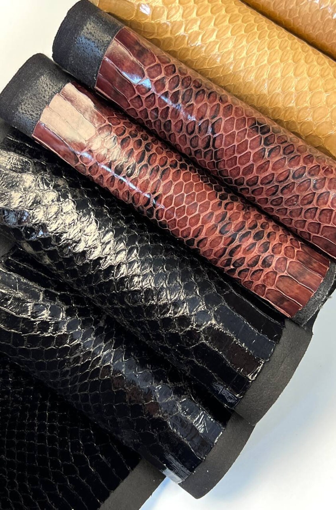 Genuine Black Snake Skin, Beige Snake Skin, Brown Snake Skin From Italy ...