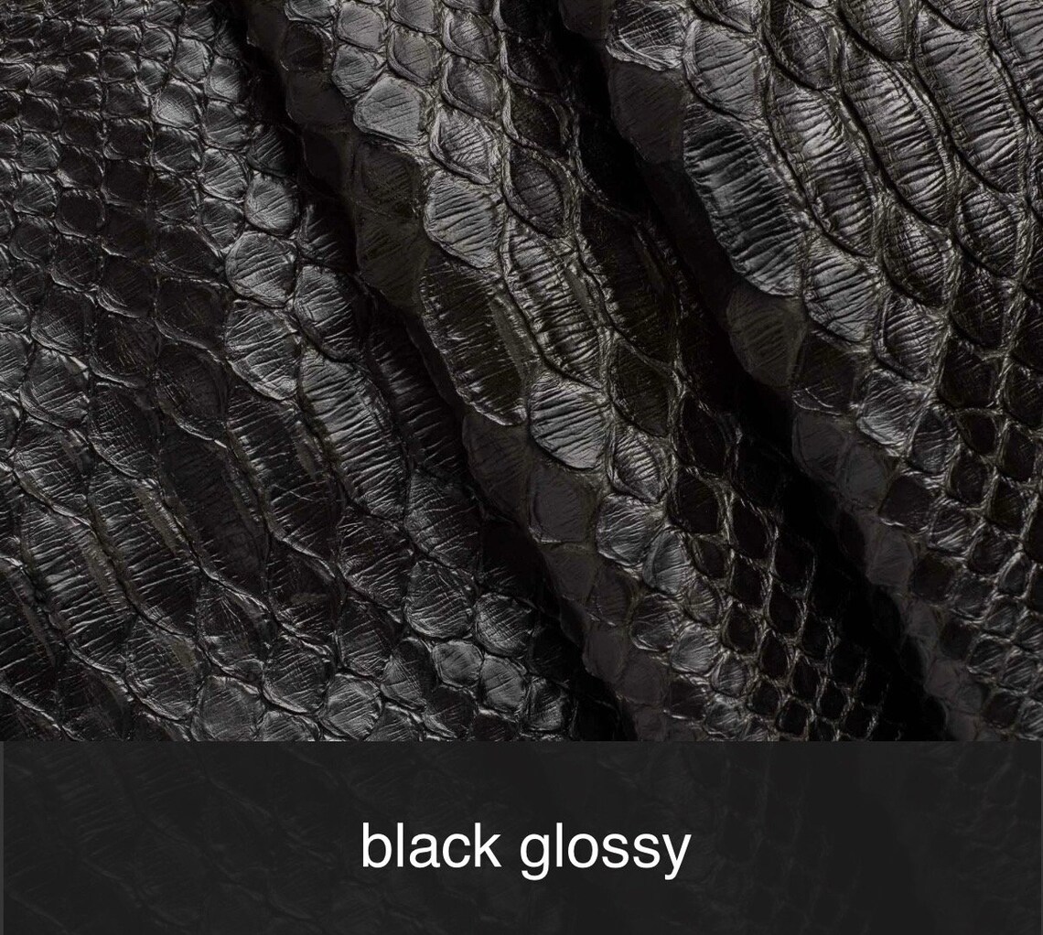 Genuine Python Skin Black Matte, Cognac Glossy Snake Skin, Black Glossy ...