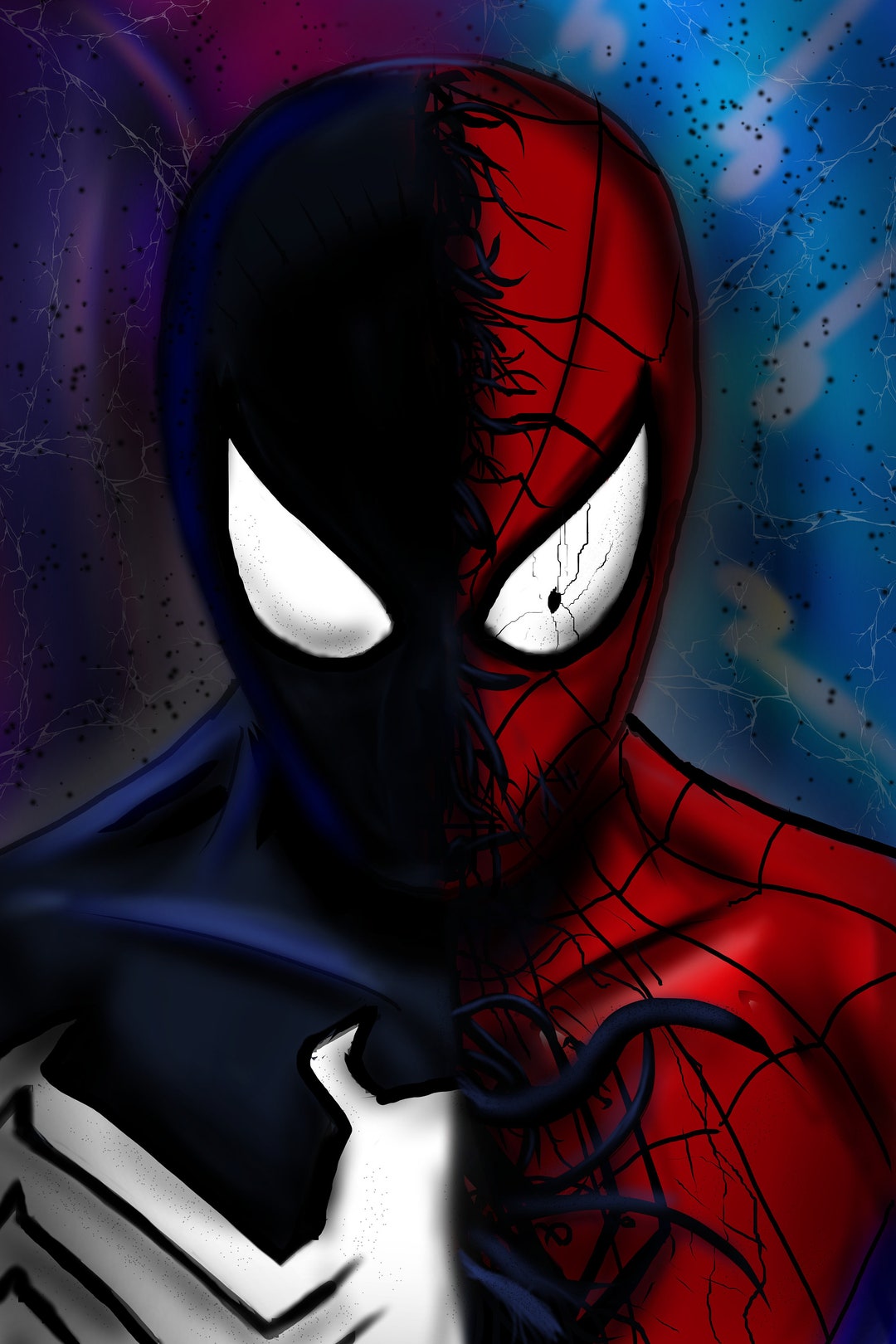 Symbiote Spiderman Split Art Print - Etsy