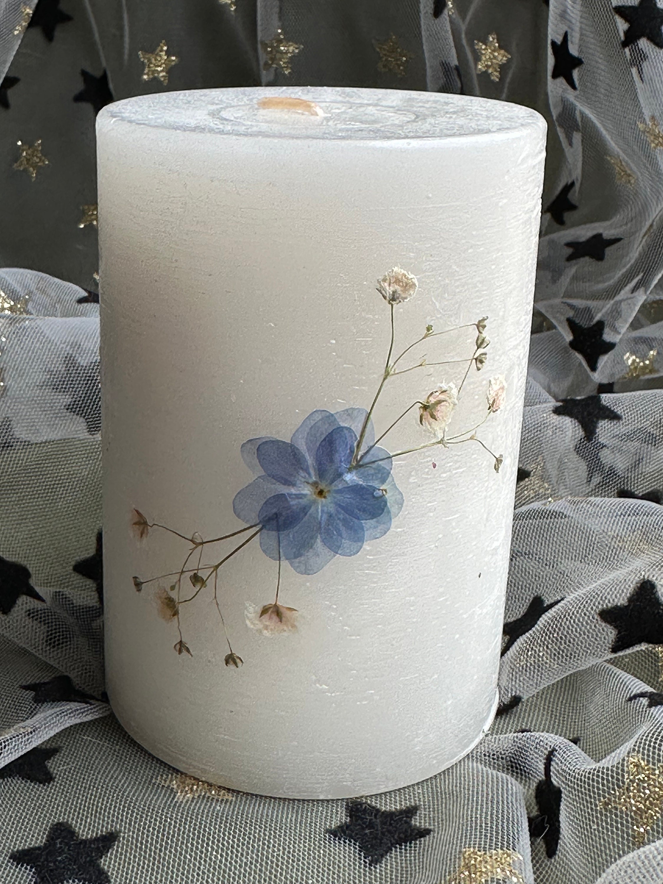 Pretty Double Blue Hydrangeas & Lacy Baby’s Breath . A Scented Pressed ...