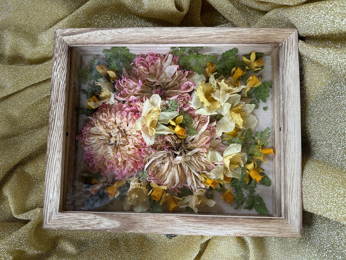 Dried Flowers in Shadow Box. Bouquet Preservation. Special Occasion ...