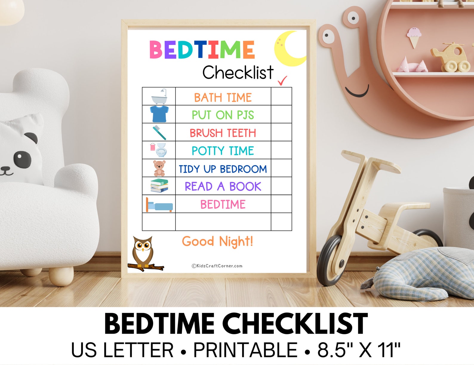 Bedtime Routine Chart, Bedtime Checklist for Kids, Bedtime Chart ...