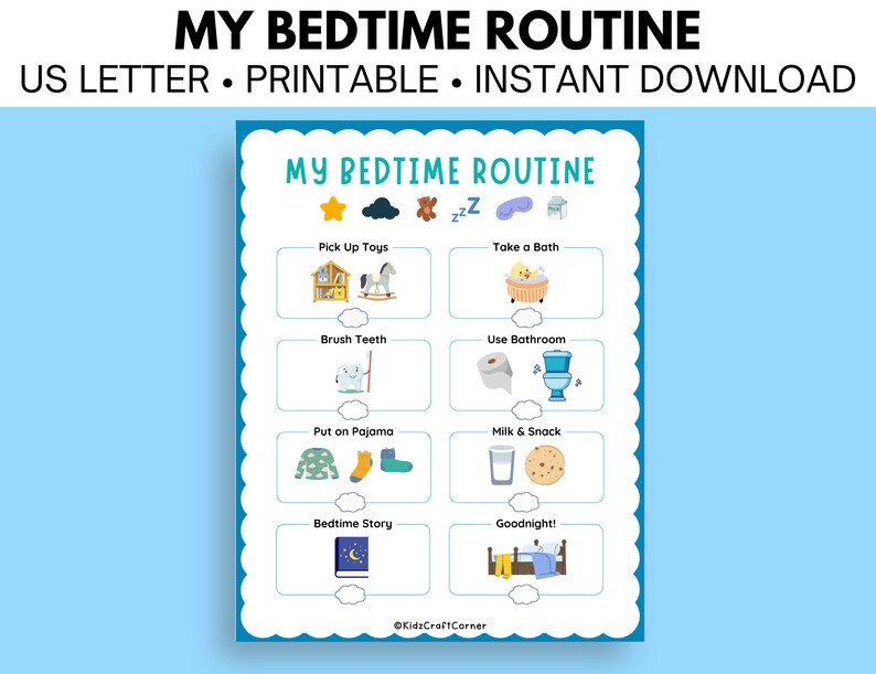 Kids Routine Charts, Chore Charts for Kids, Bedtime Routine Chart ...