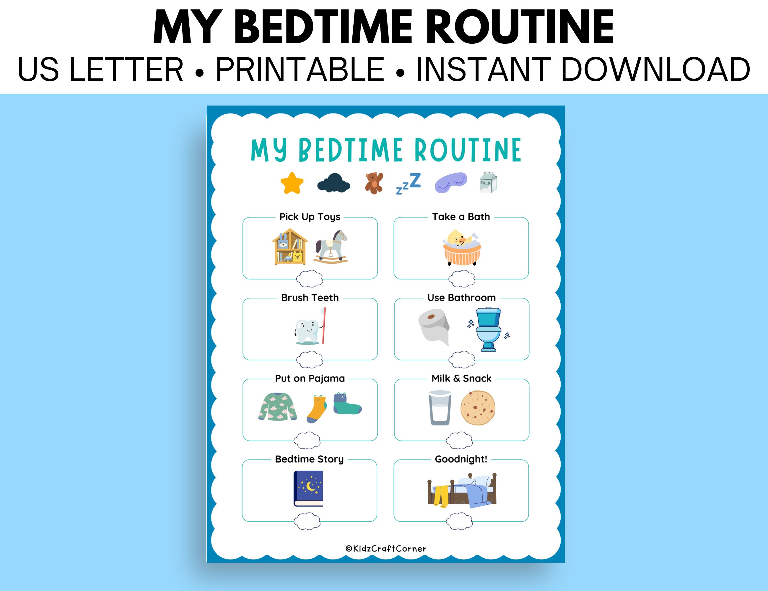 Kids Routine Charts, Chore Charts for Kids, Bedtime Routine Chart ...