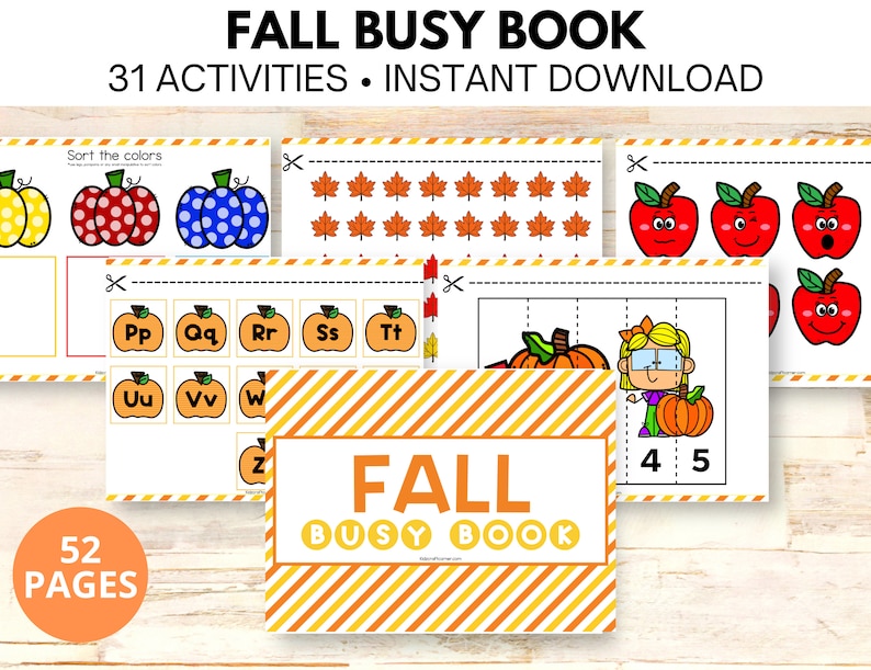 Fall Busy Book Printable, Busy Binder Printables, Toddler Learning ...