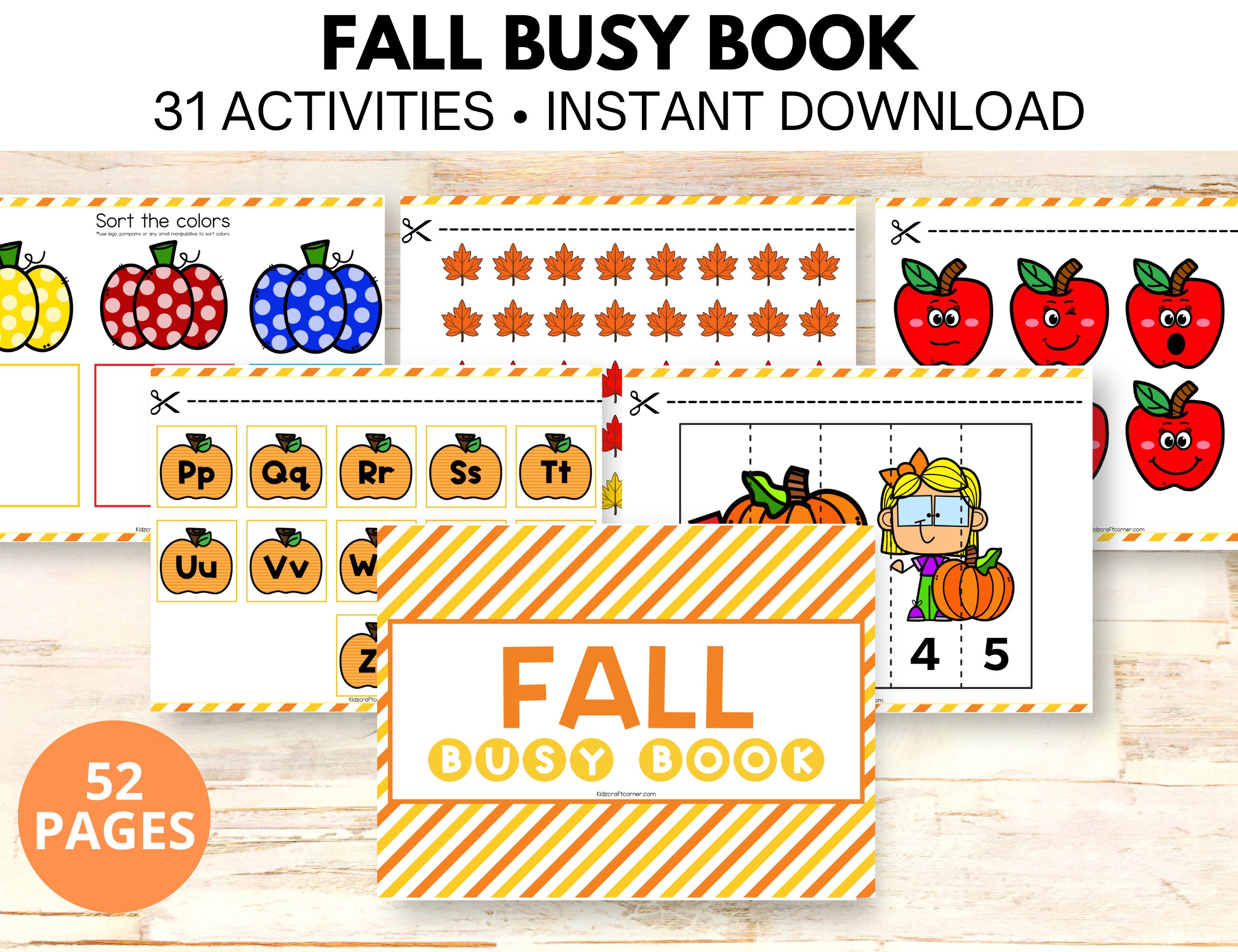Fall Busy Book Printable, Busy Binder Printables, Toddler Learning ...