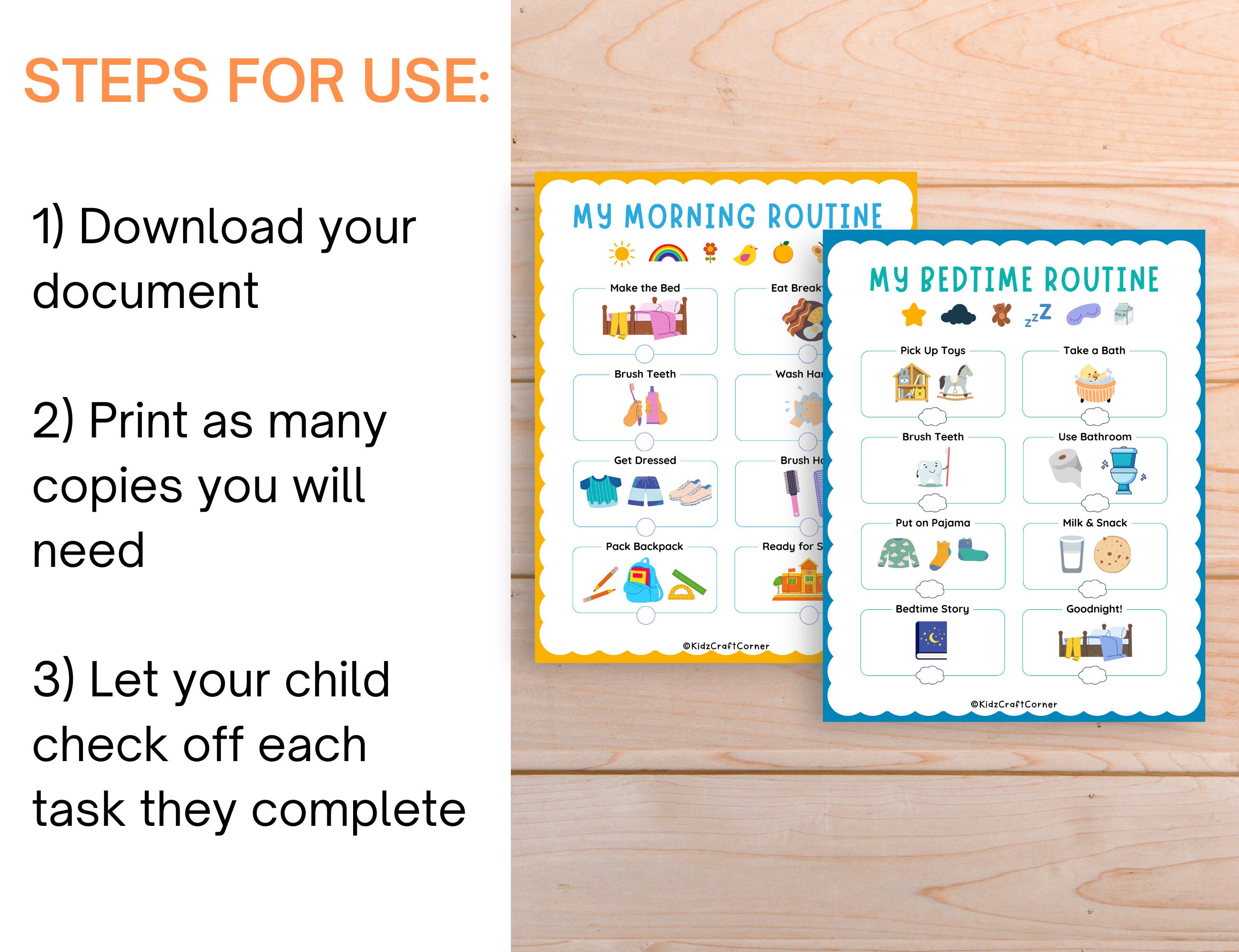 Kids Routine Charts, Chore Charts for Kids, Bedtime Routine Chart ...
