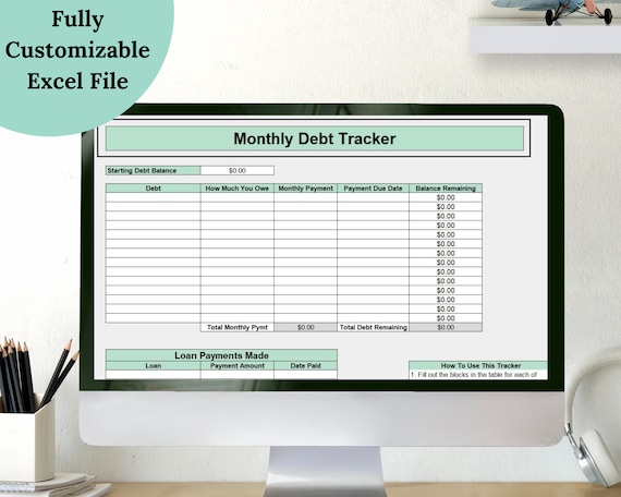 Debt Tracker Spreadsheet Organize Your Debt And Pay It Off | Etsy