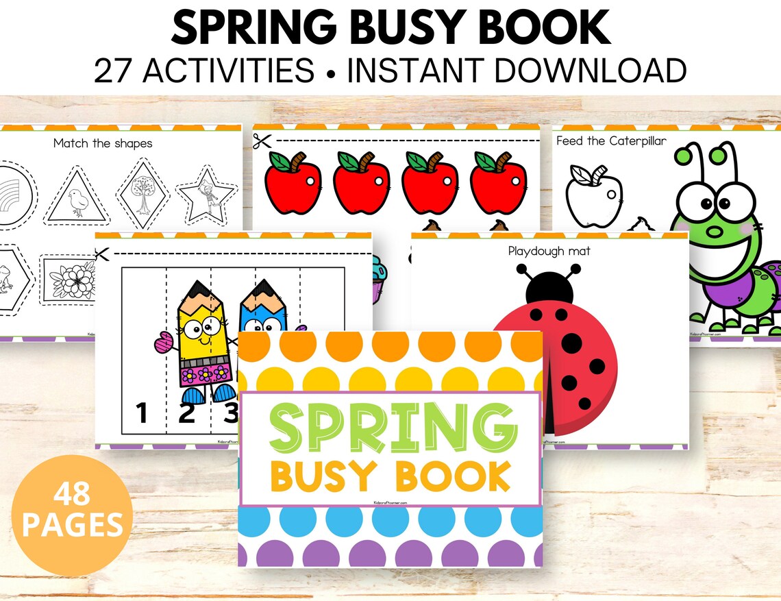 Spring Busy Book, Busy Book Printables, Spring Activities for Kids - Etsy