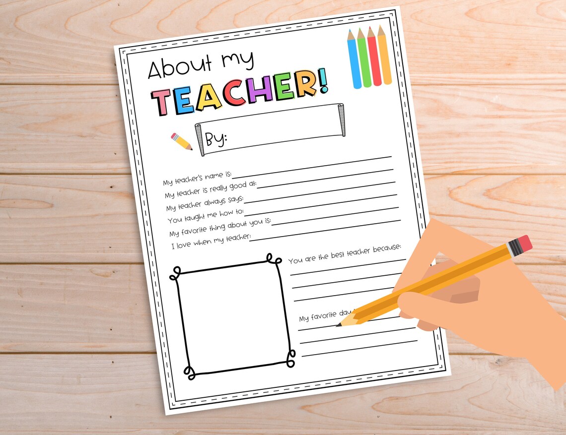 All About My Teacher Printable Teacher Appreciation - Etsy