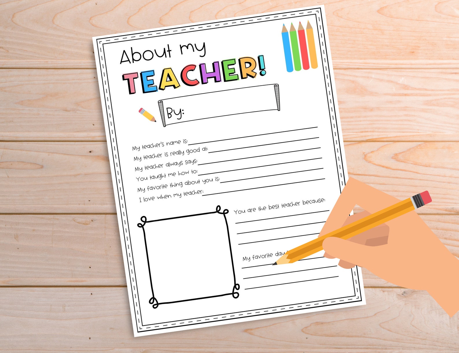 All About My Teacher Printable Teacher Appreciation - Etsy