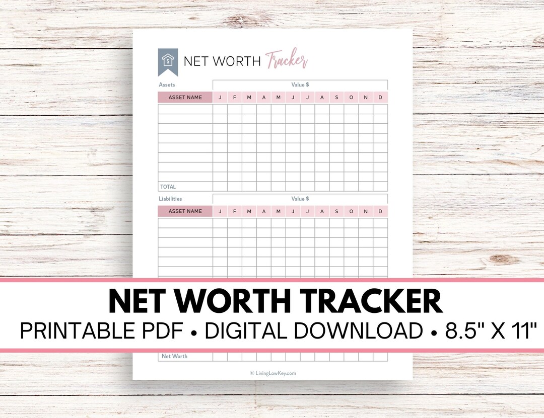 Printable Net Worth Tracker, Net Worth Worksheet, Net Worth Printable ...