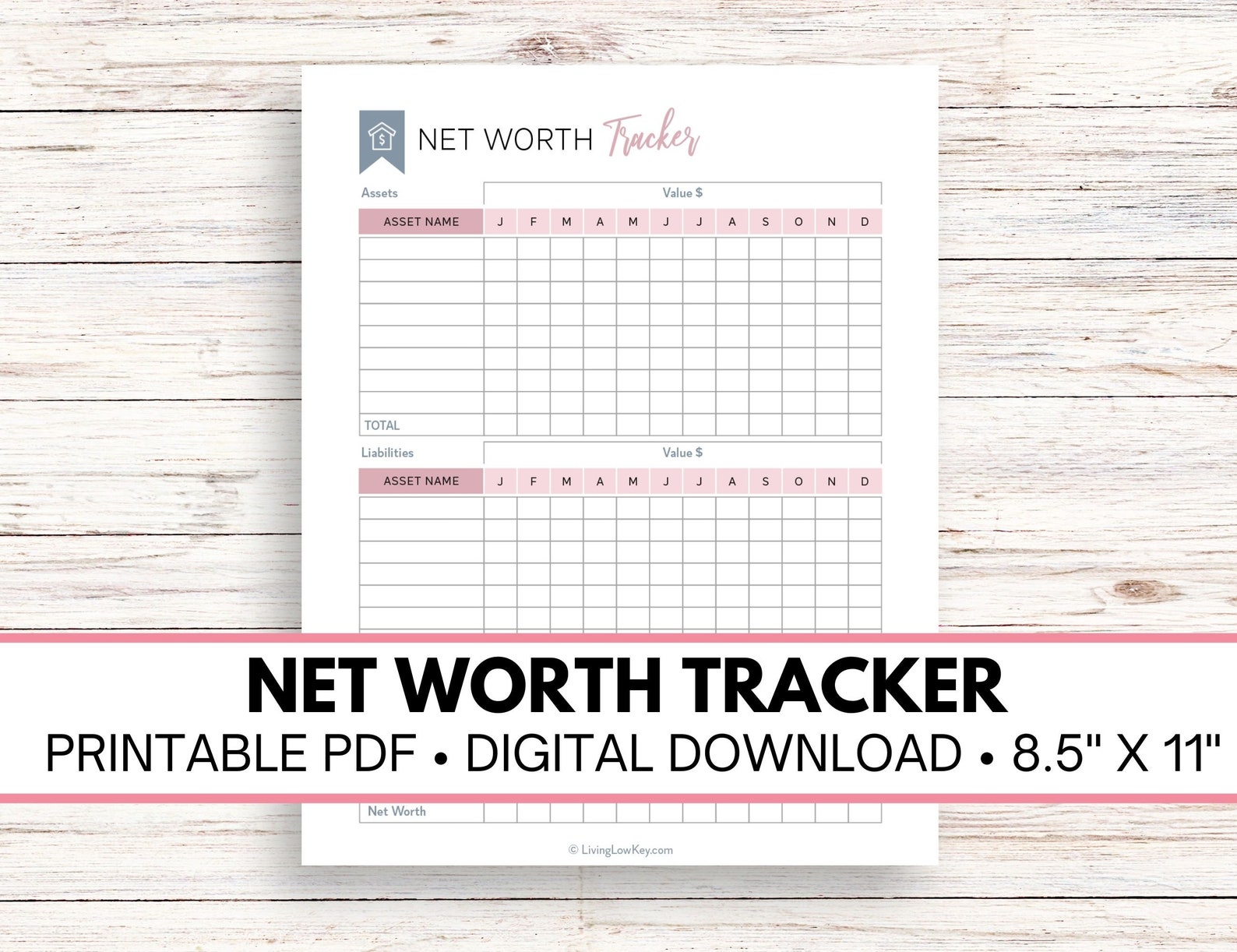 Printable Net Worth Tracker, Net Worth Worksheet, Net Worth Printable ...