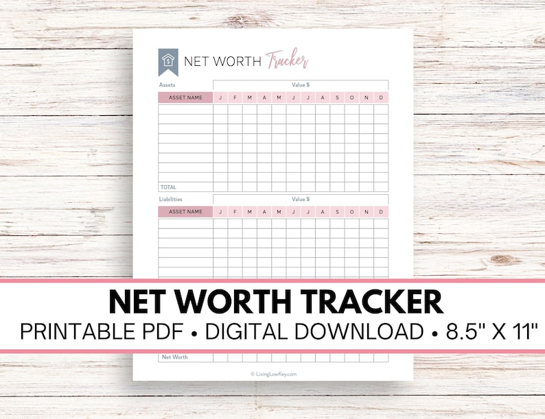 Printable Net Worth Tracker, Net Worth Worksheet, Net Worth Printable ...