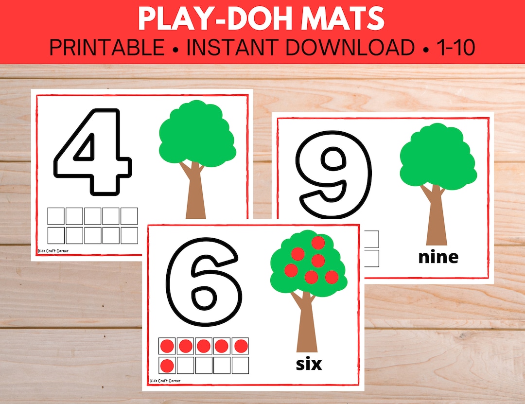 Tapetes Playdoh Número 1-10, Plantillas Playdoh para niños, Tapete de ...