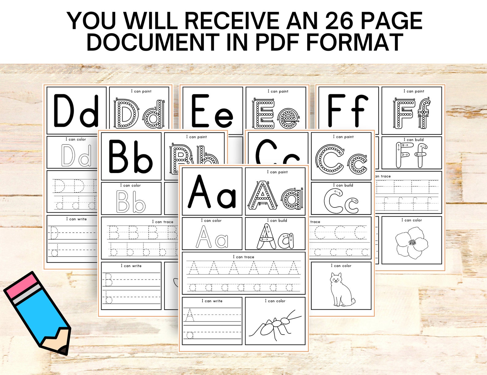 26 Alphabet Worksheets, Alphabet Tracing Sheets, Tracing Letters ...
