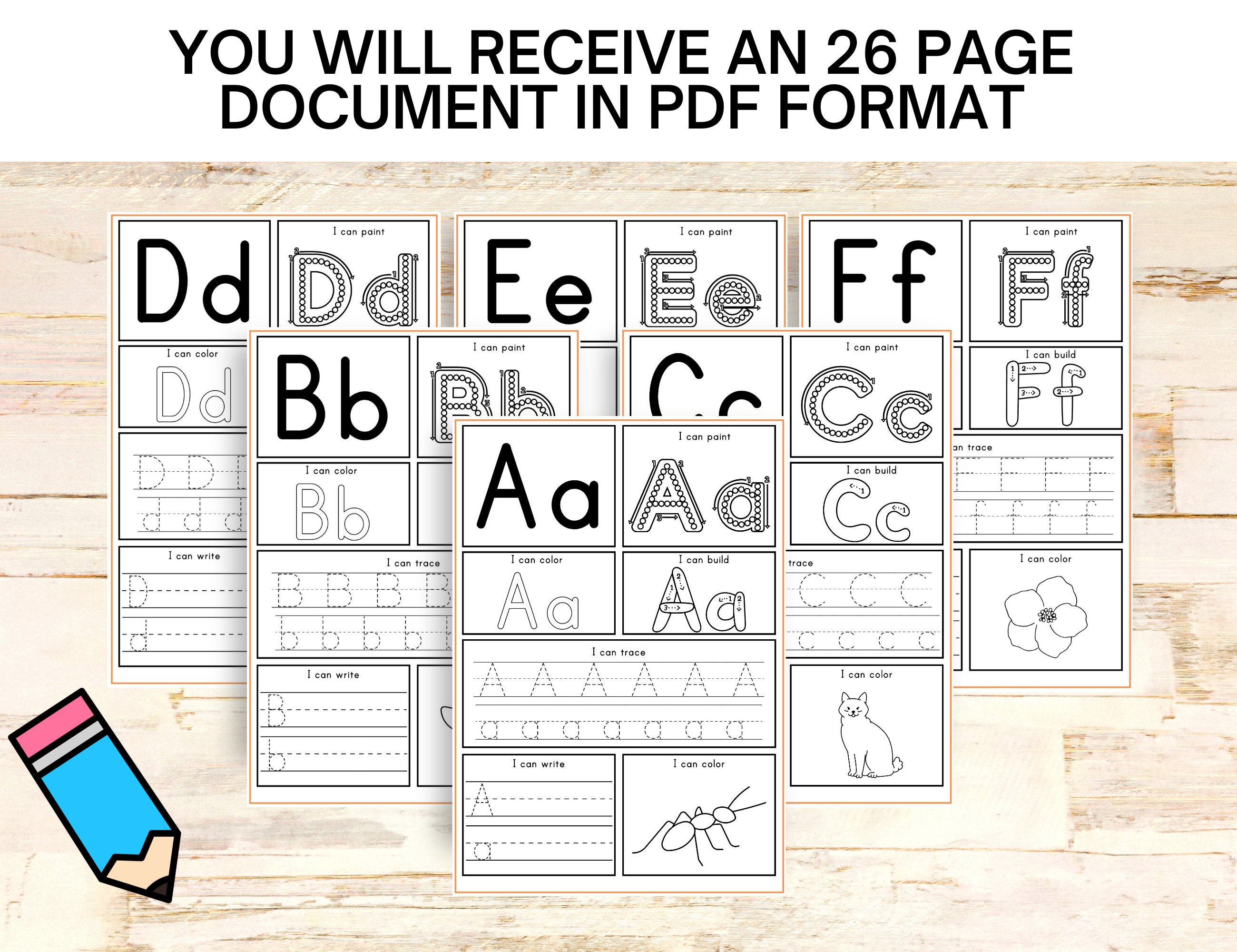 26 Alphabet Worksheets, Alphabet Tracing Sheets, Tracing Letters ...