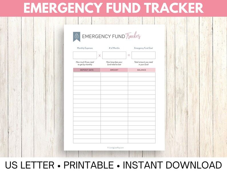 Emergency Fund Tracker, Printable Emergency Planner, Savings Tracker - Etsy