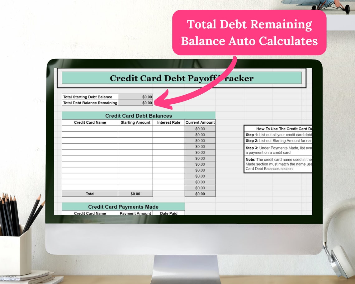 Credit Card Payoff Planner - Debt Tracker Excel Template - Etsy